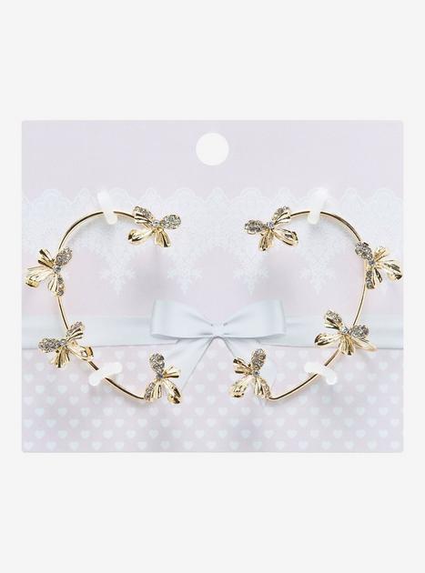 Gold Bow Gem Ear Cuff Set | Hot Topic