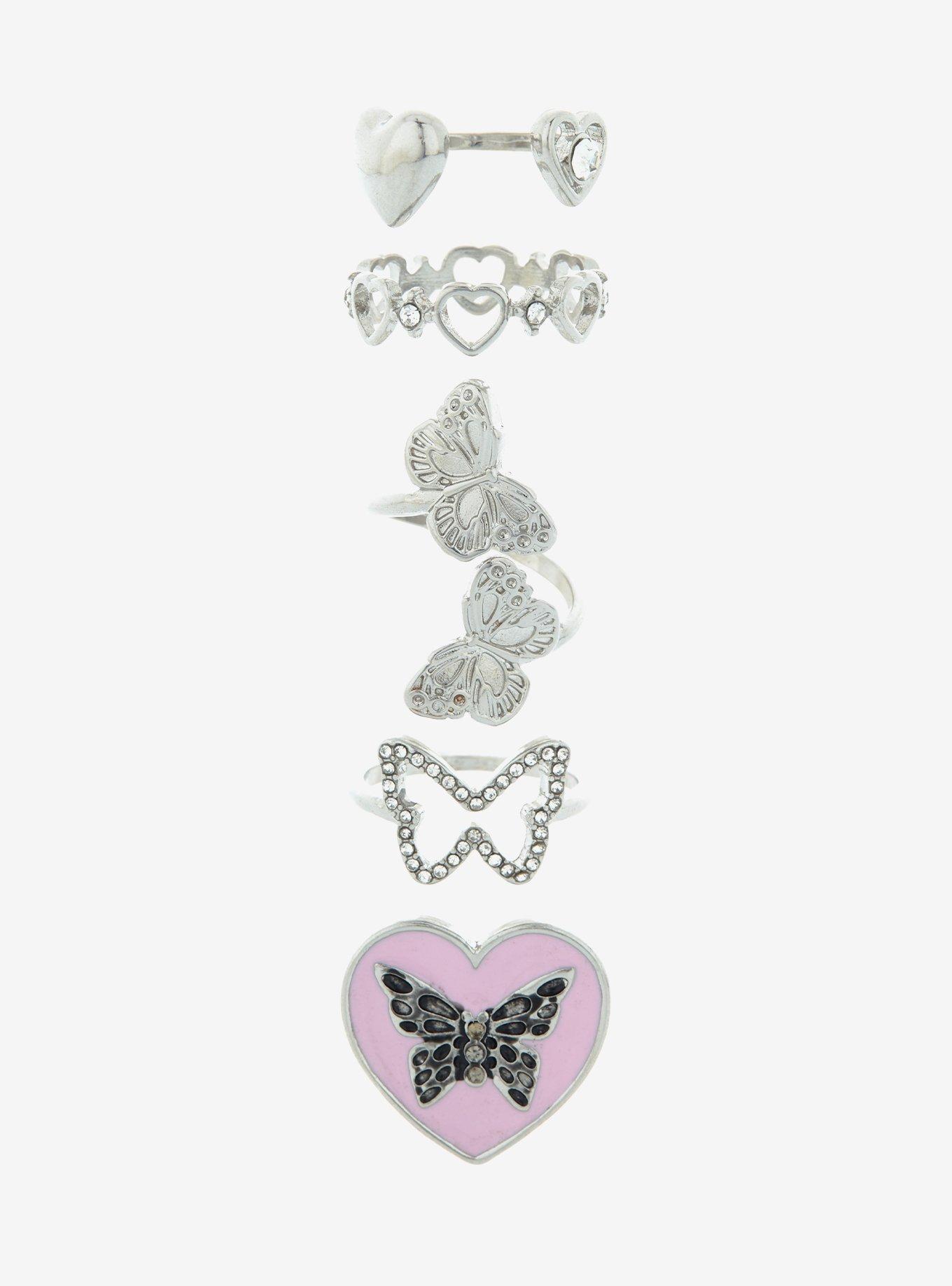 Butterfly Heart Ring Set | Hot Topic