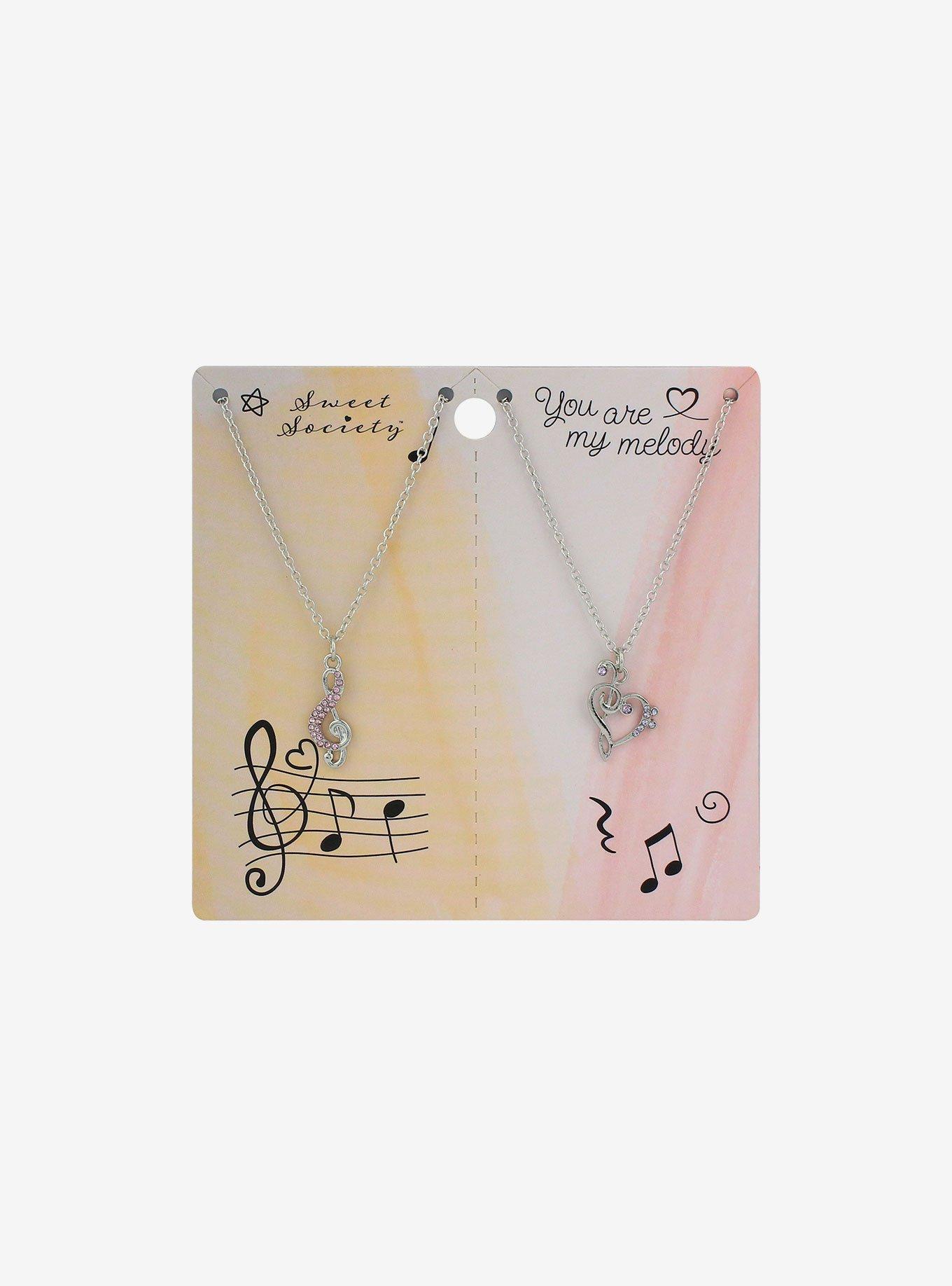 Sweet Society Bejeweled Music Note Best Friend Necklace Set | Hot Topic
