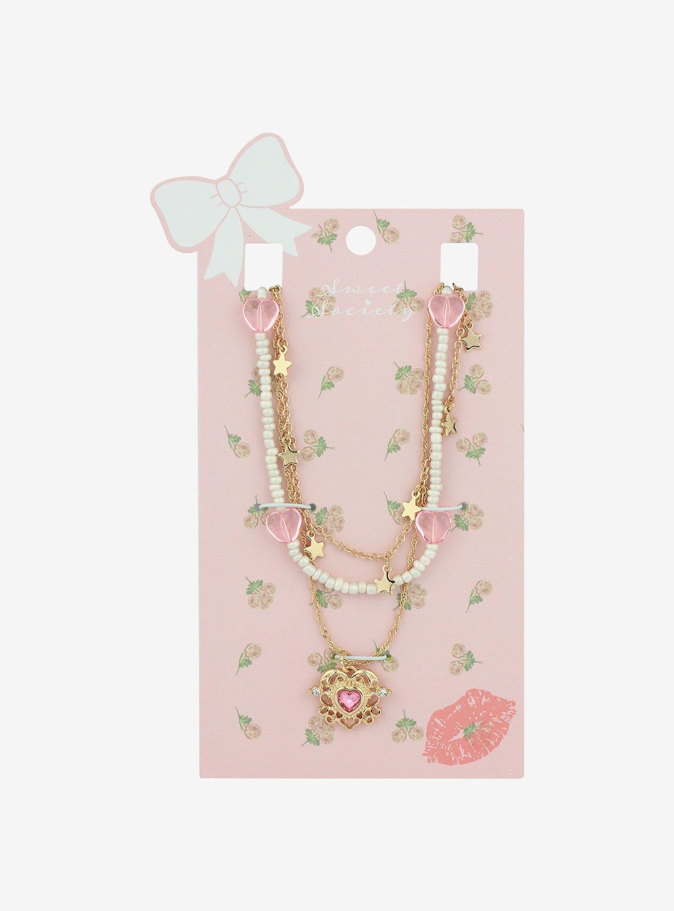 Sweet Society Ornate Heart Pearl Necklace Set | Hot Topic