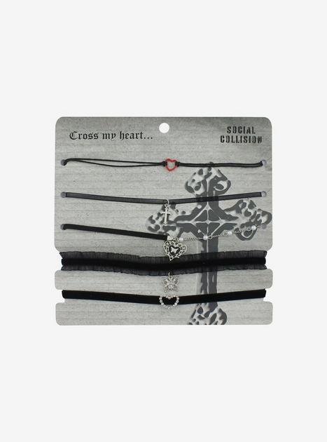 Social Collision Black Dainty Choker Set Hot Topic
