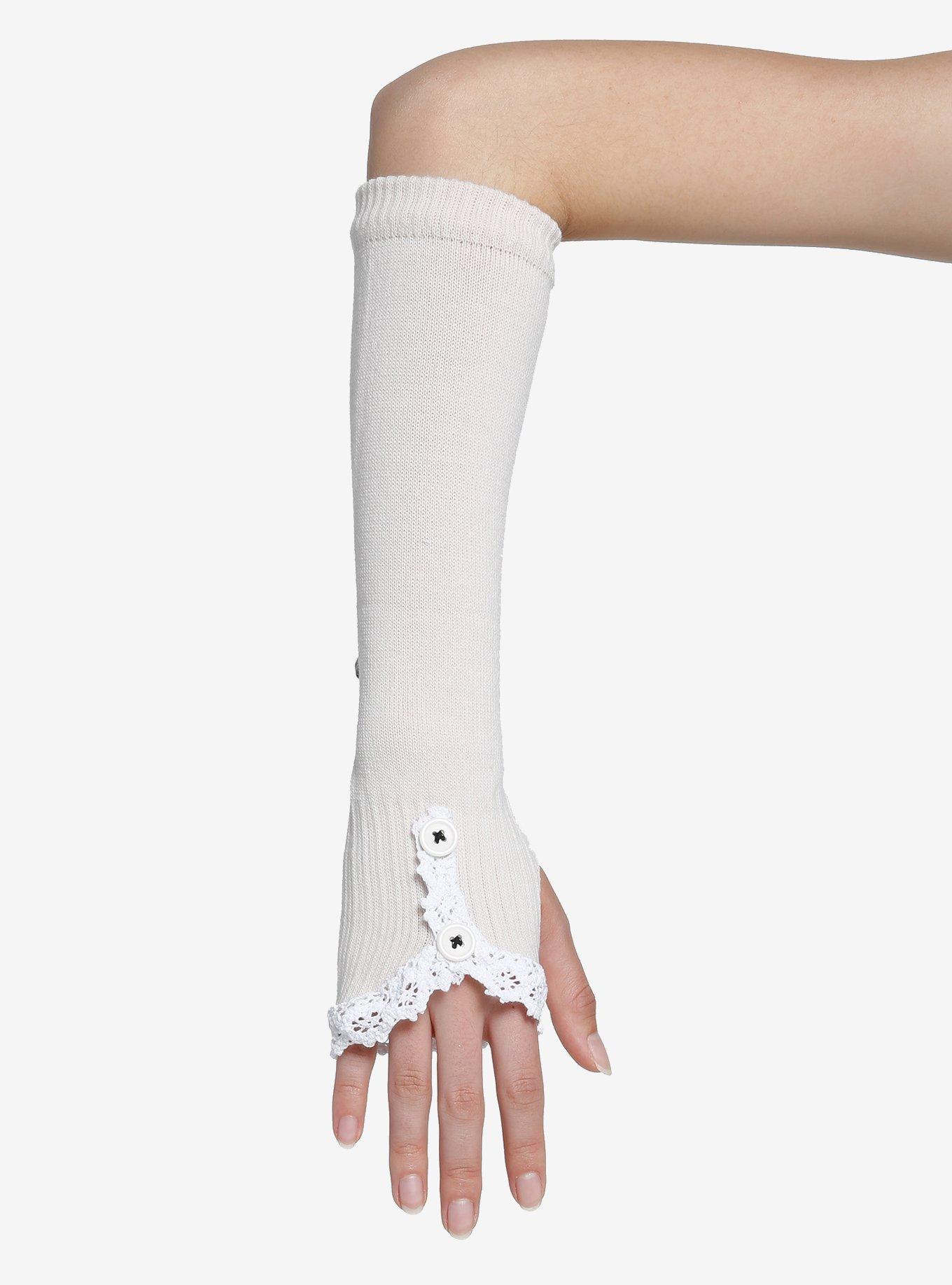 Ivory knit Lace Arm Warmers | Hot Topic