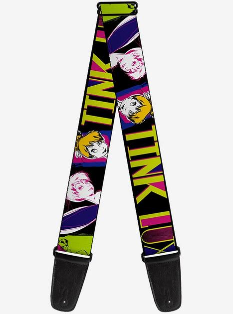 Disney Tinker Bell Luxe Sketch Black Multi Neon Guitar Strap | Hot Topic