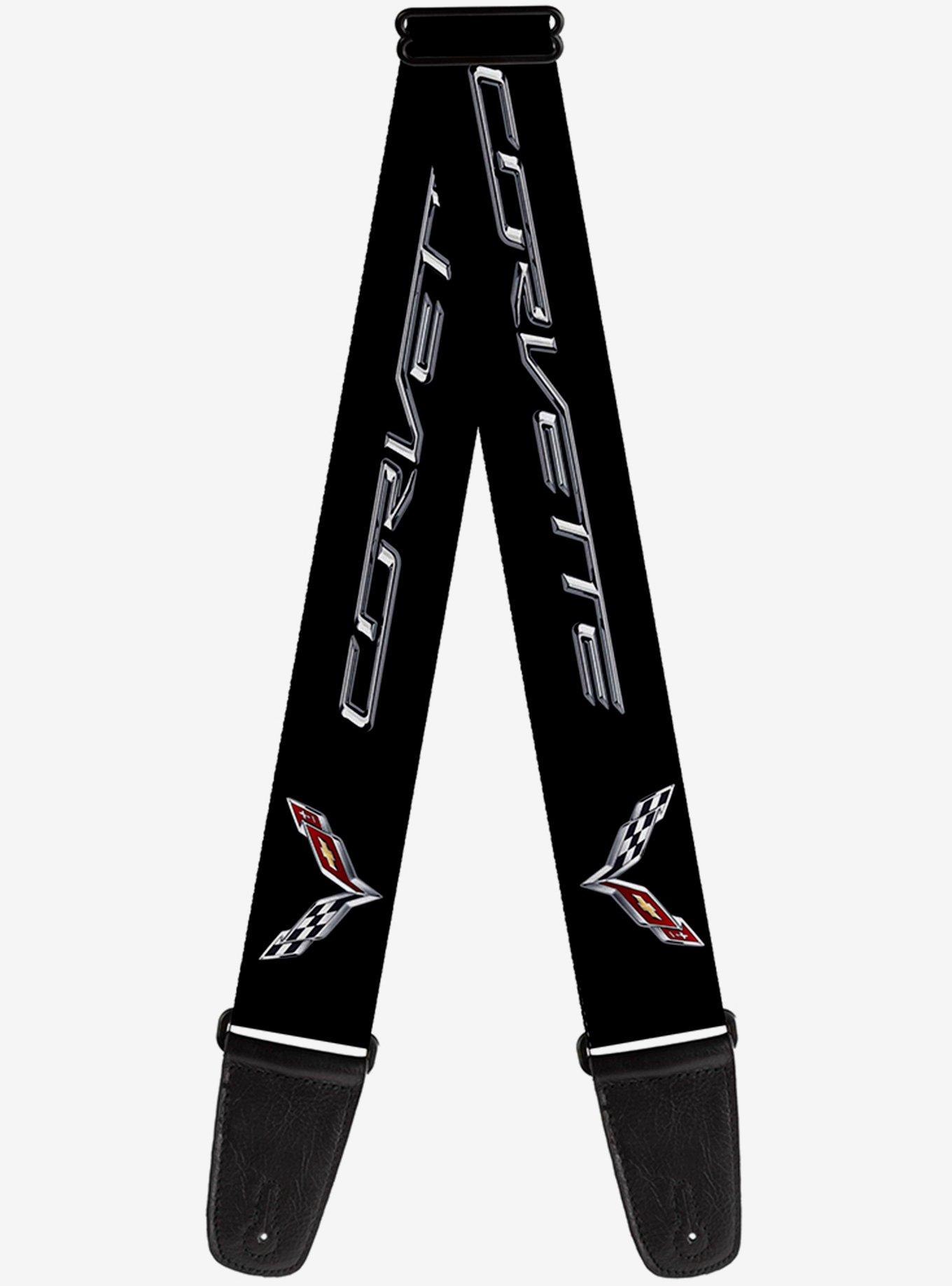 Corvette C7 Logo Black Silver Red Guitar Strap | BoxLunch