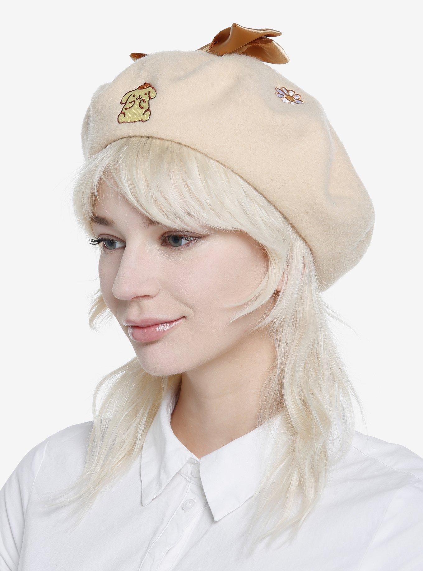 Pompompurin Bow Daisy Embroidered Beret | Hot Topic