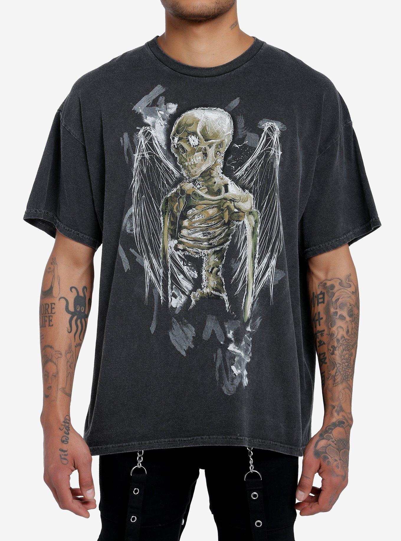 Winged Skeleton Oversized T Shirt Hot Topic