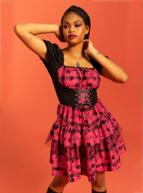 Monster High Pink Plaid Icons Corset Dress | Hot Topic