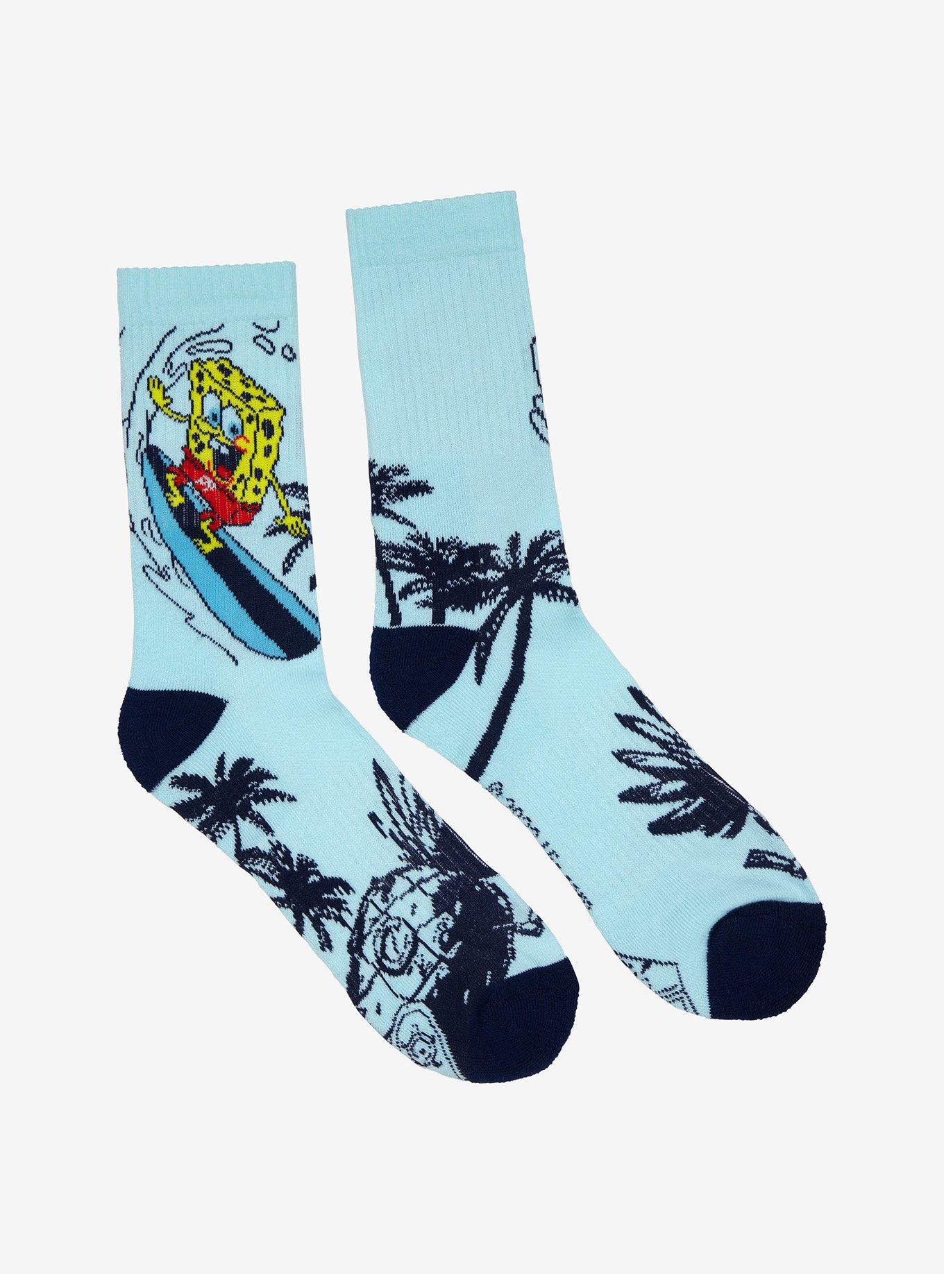Spongebob Squarepants Surfing Crew Socks Hot Topic