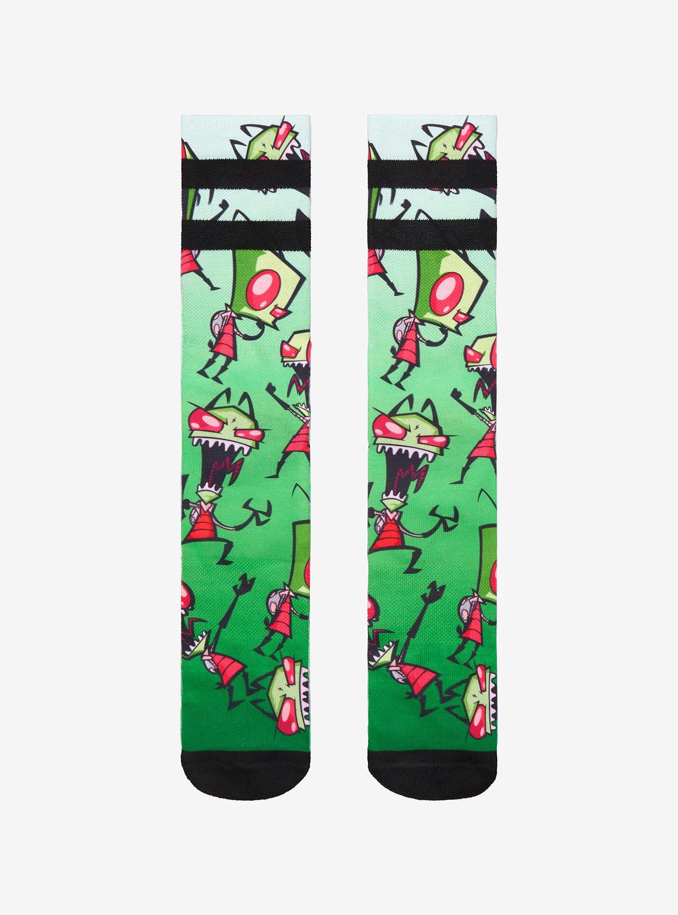 Invader Zim Ombre Collage Varsity Crew Socks Hot Topic