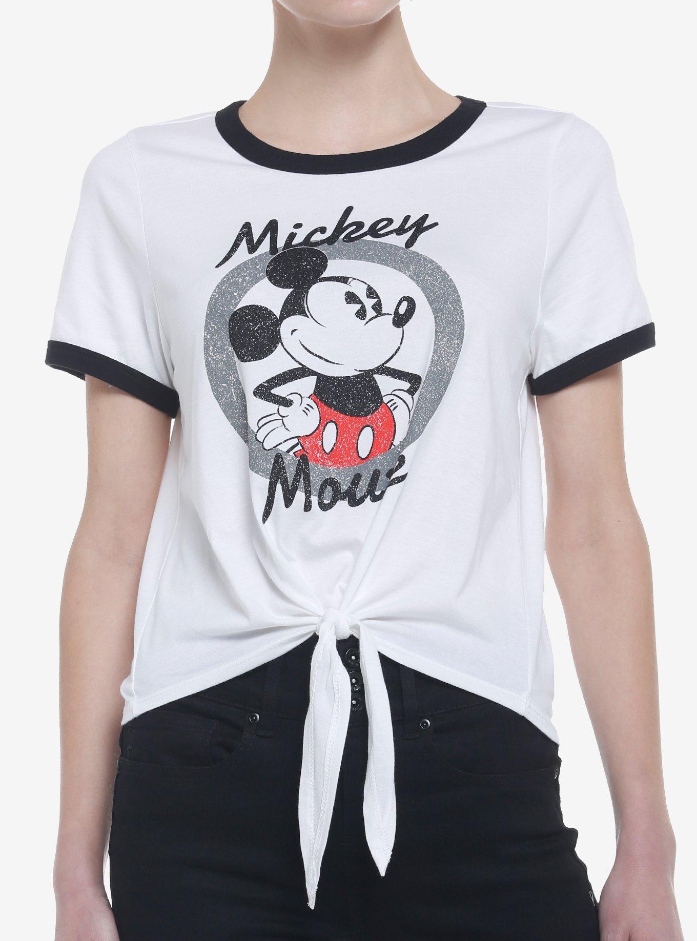 Disney Mickey Mouse Tie-Front Ringer T-Shirt | Her Universe