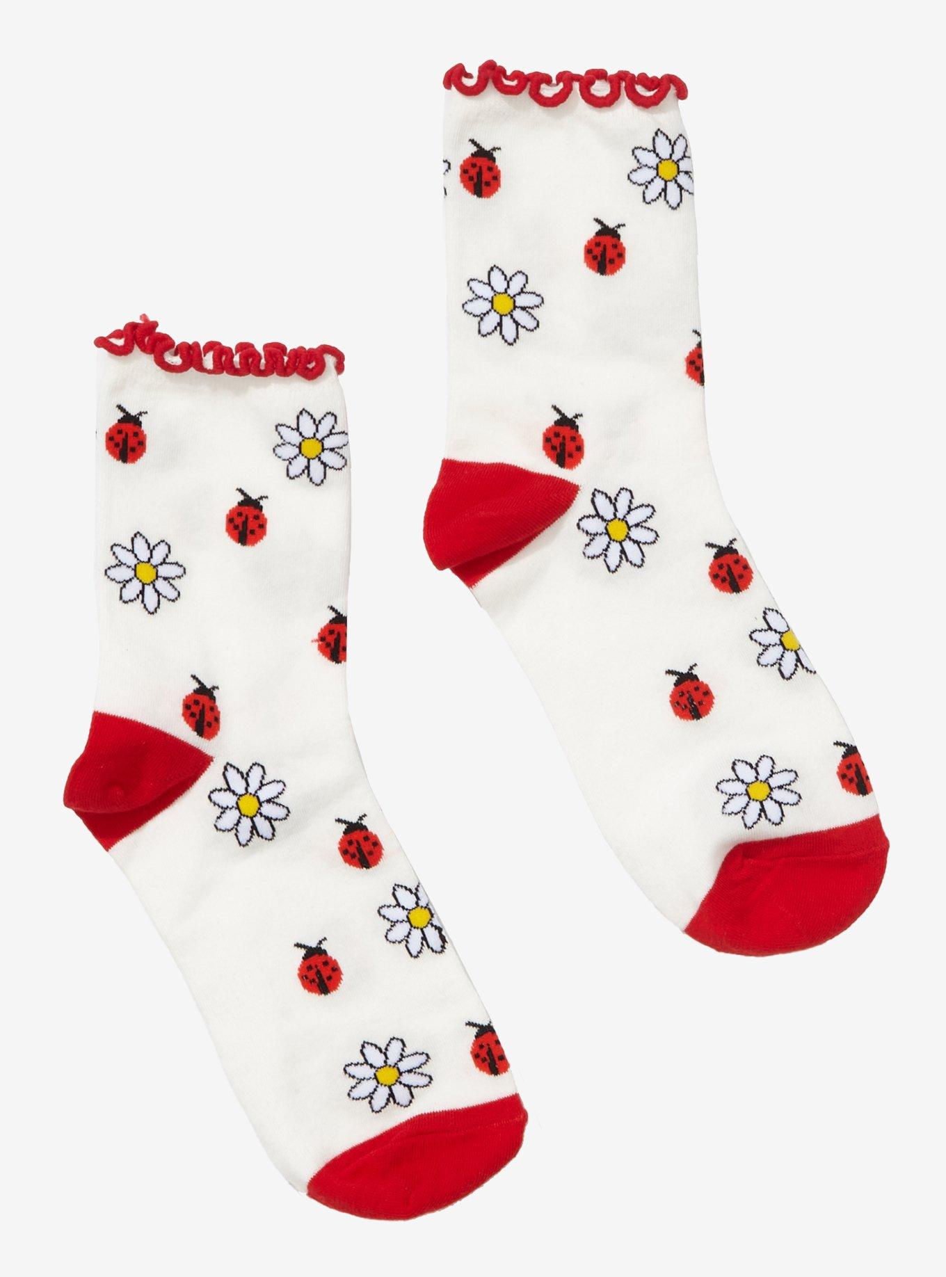 Lady Bug Flower Ankle Socks | Hot Topic