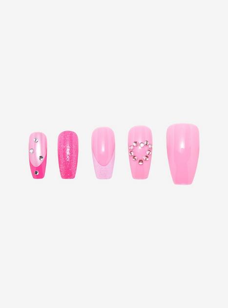 Sweet Society Pink Jeweled Faux Nail Set | Hot Topic