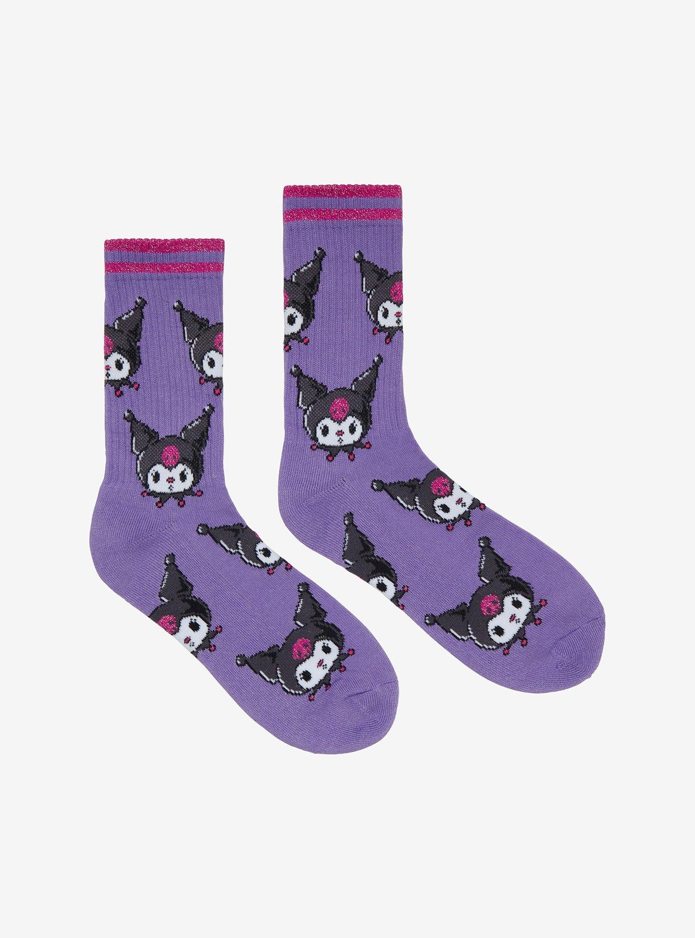 Kuromi Varsity Glitter Crew Socks Hot Topic