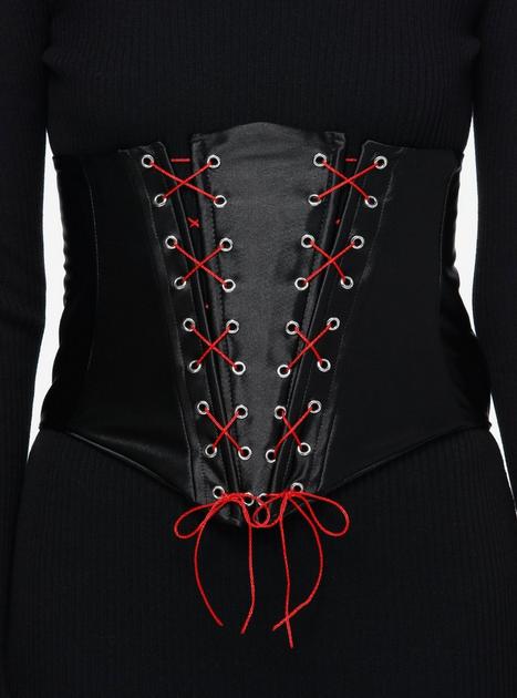 Black Satin Lace-Up Corset | Hot Topic