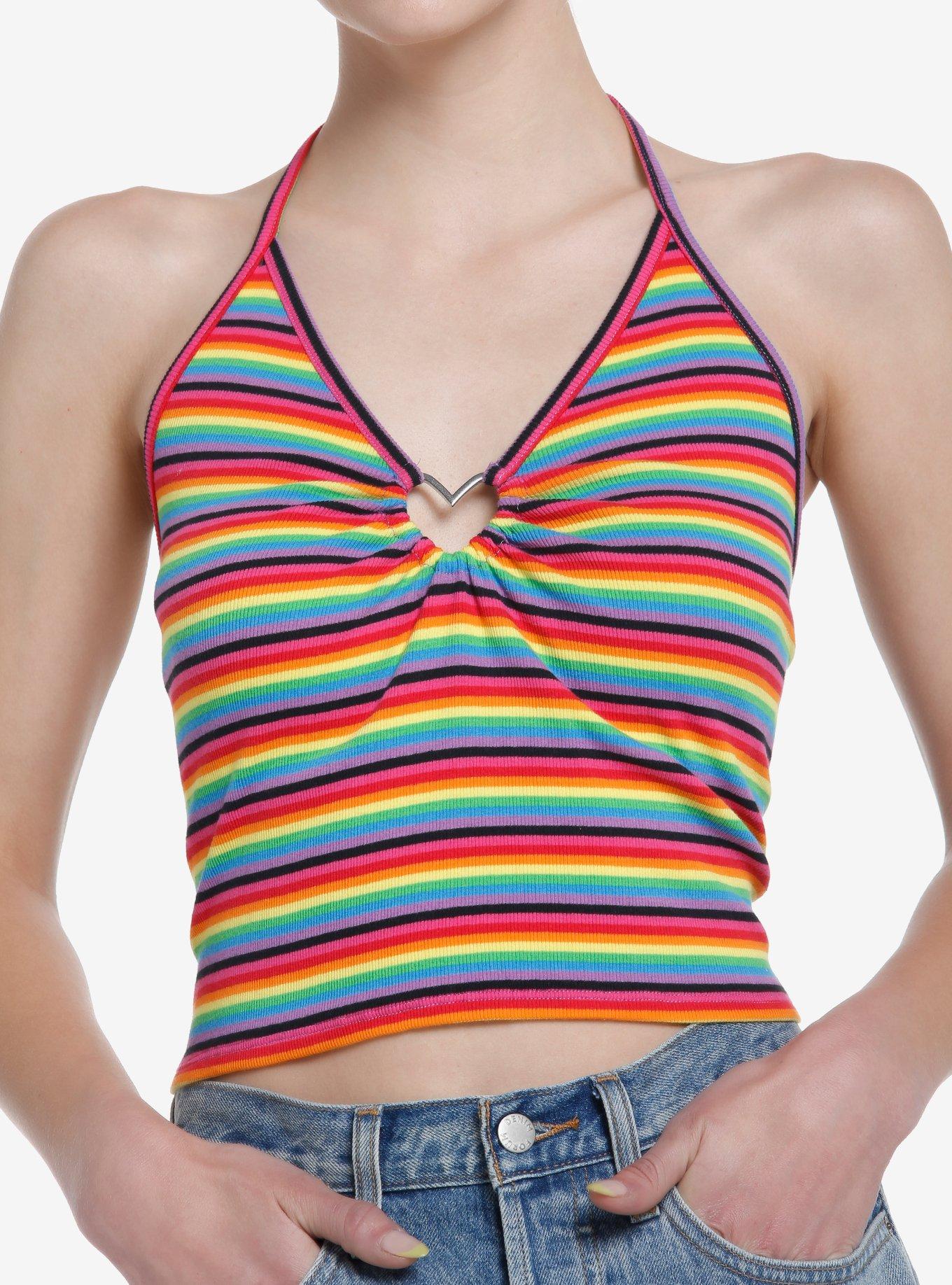 Social Collision Rainbow Heart Hardware Girls Halter Top | Hot Topic