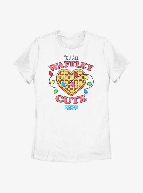 Stranger Things Heart Waffley Cute Womens T-Shirt - WHITE | BoxLunch
