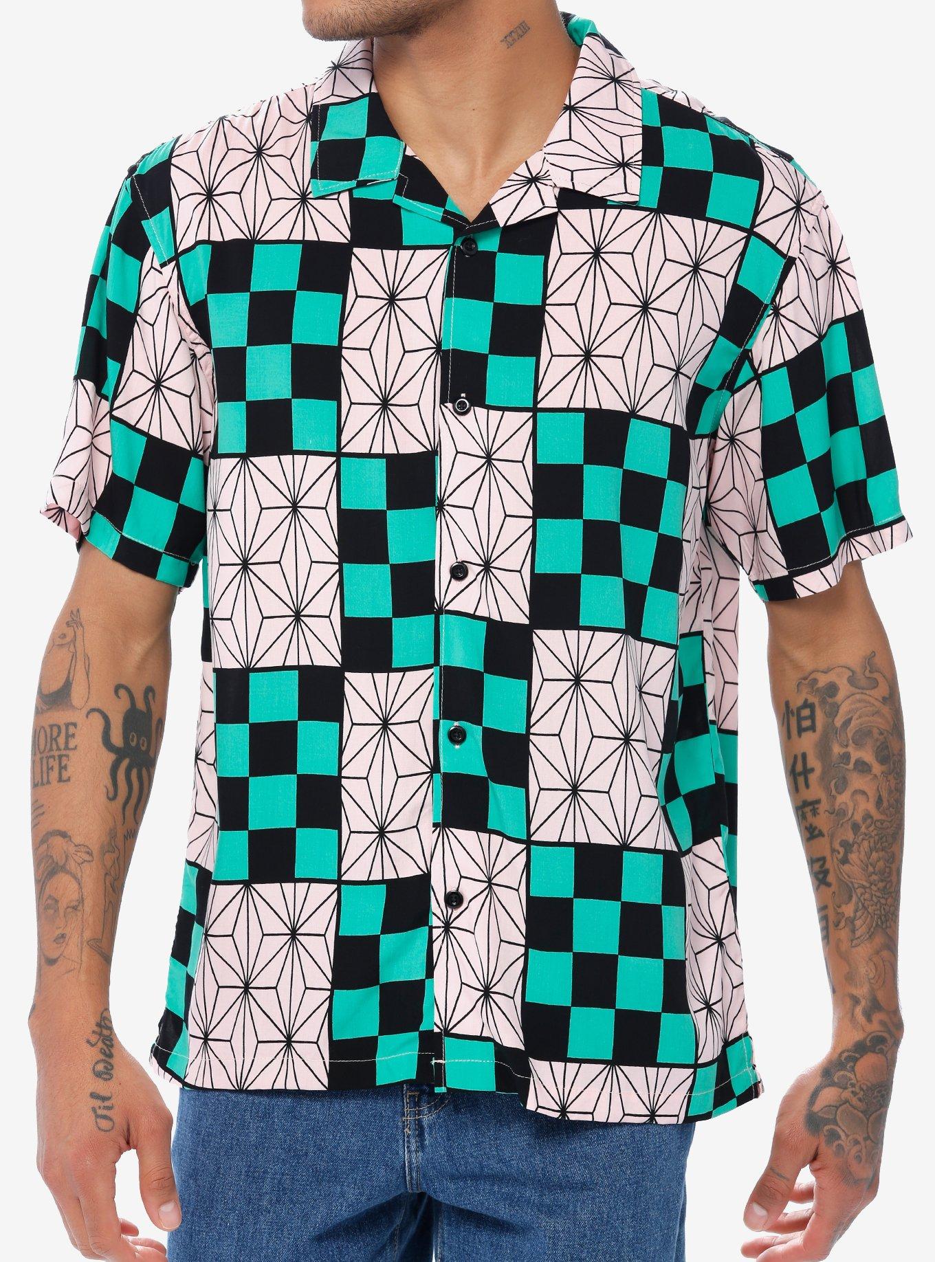 Demon Slayer: Kimetsu No Yaiba Kamado Patterns Woven Button-Up | Hot Topic