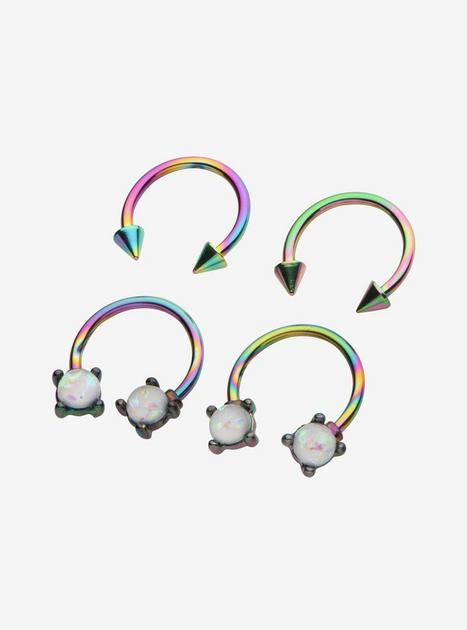 Steel Anodized Opal Circular Barbell 4 Pack | Hot Topic