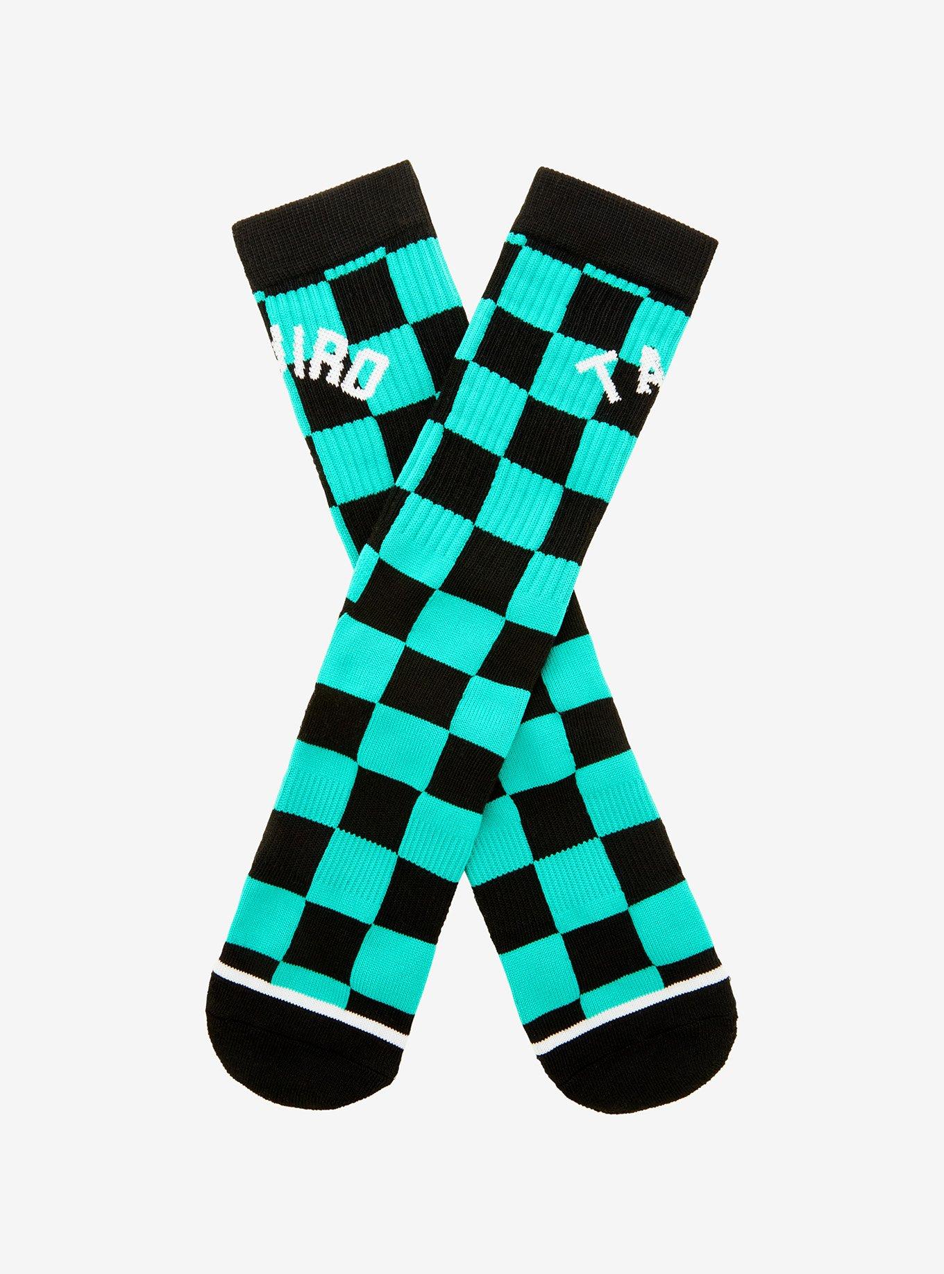 Demon Slayer: Kimetsu no Yaiba Tanjiro Kamado Checkered Crew Socks ...