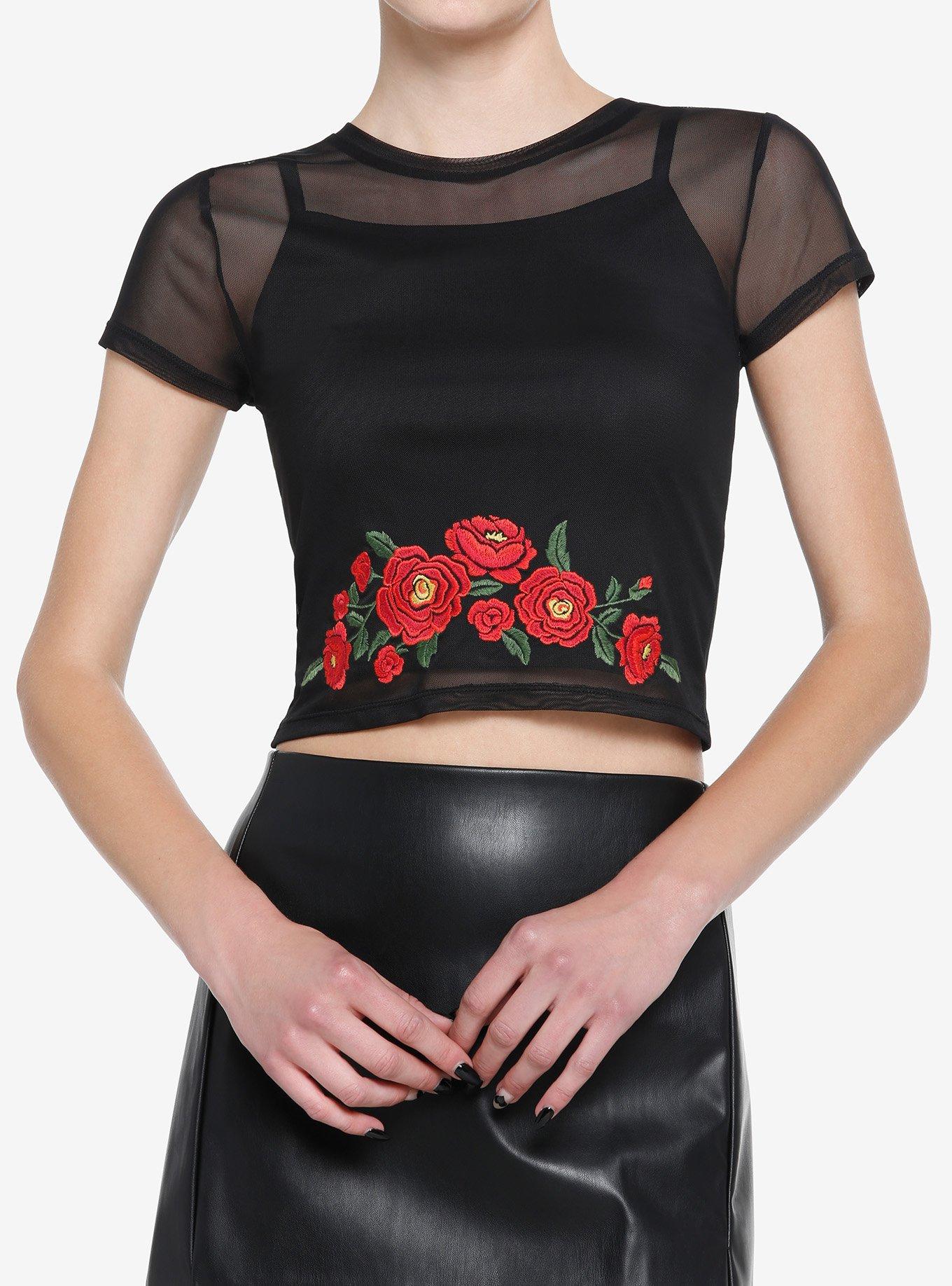 Cosmic Aura Roses Mesh Girls Twofer Top | Hot Topic
