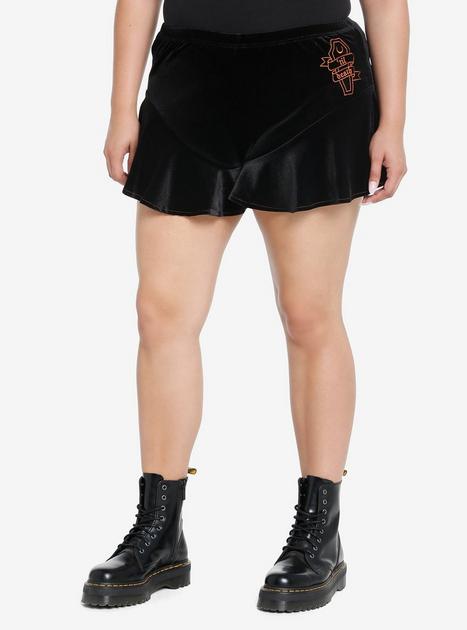 Thorn & Fable 'Til Death Velvet Flutter Lounge Shorts Plus Size | Hot Topic