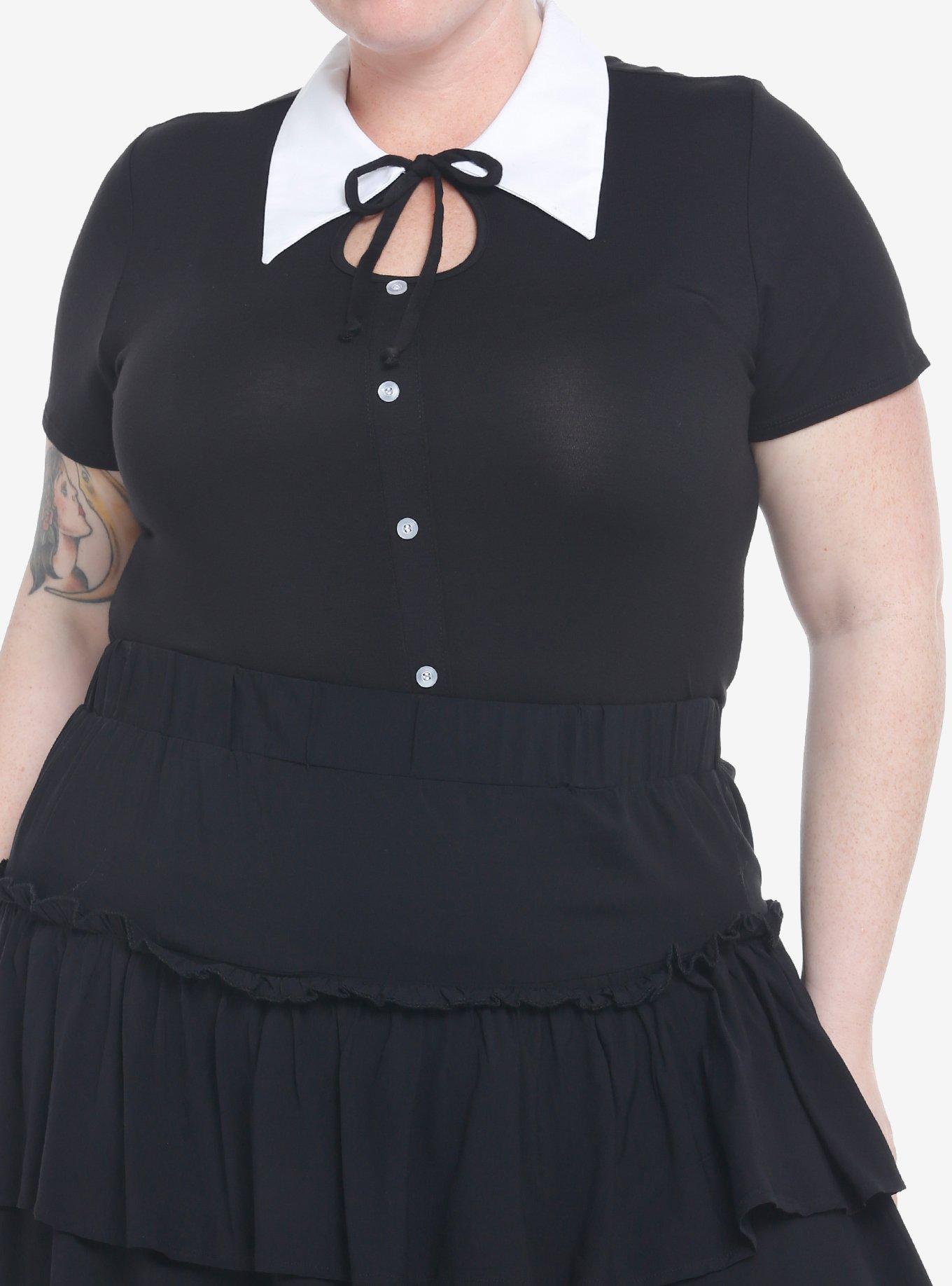 Black Pointy Collar Girls Top Plus Size | Hot Topic