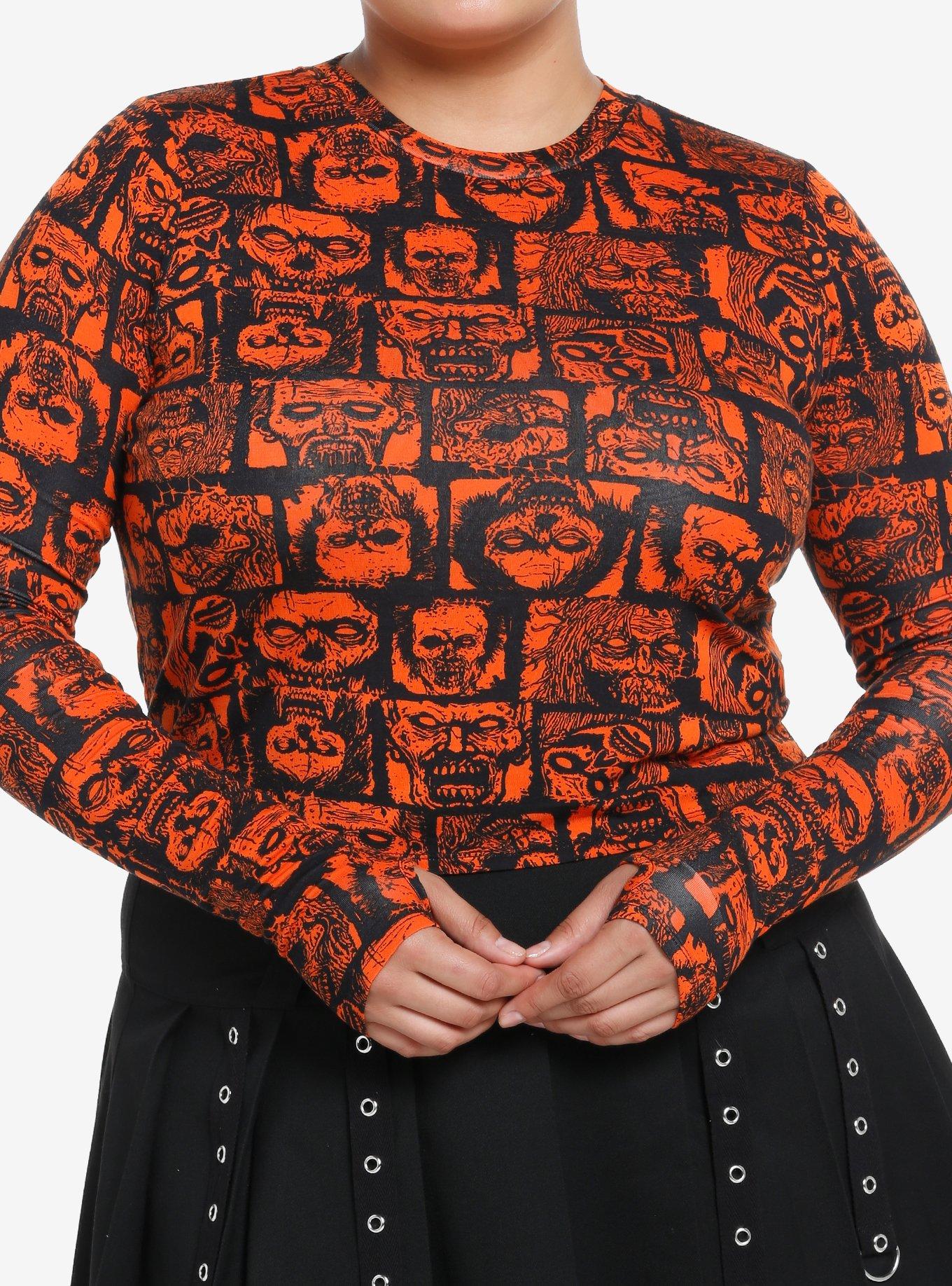 Social Collision Zombie Grid Girls Crop Long Sleeve Top Plus Size Hot