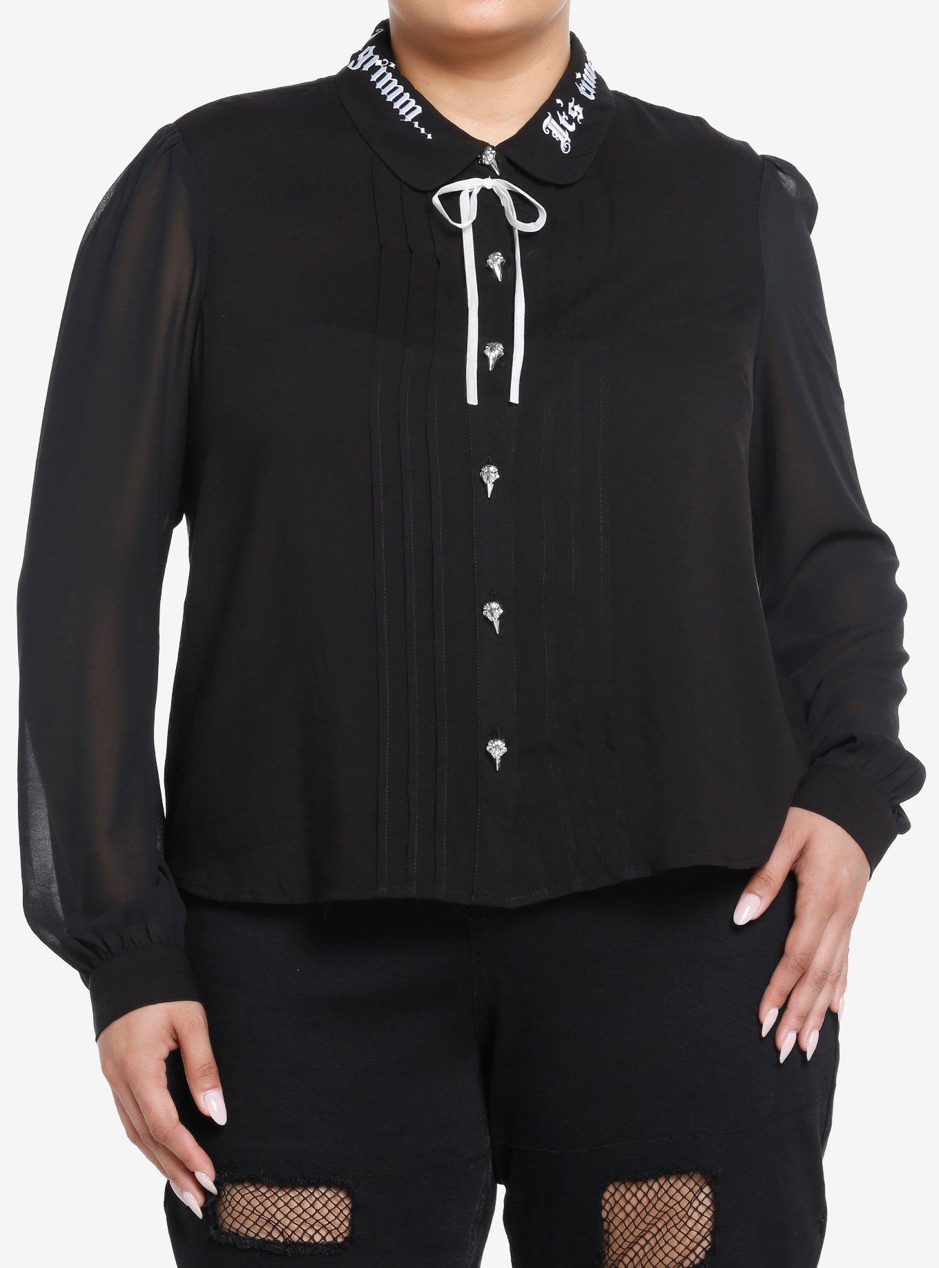 Thorn & Fable Dark Fairy Tale Mesh Girls Long-Sleeve Woven Button-Up ...