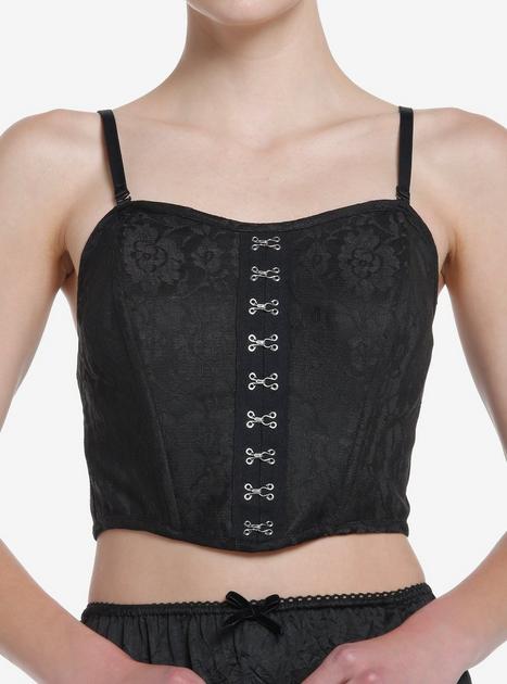 Thorn & Fable Black Lace Girls Crop Corset | Hot Topic