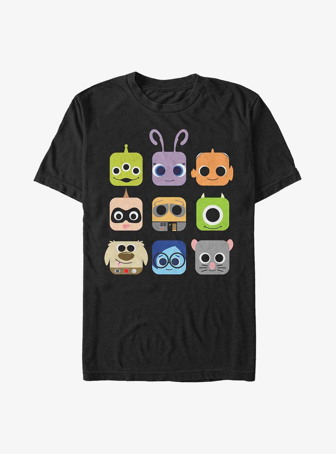 Pixar Block Face Icons T-Shirt - BLACK | BoxLunch