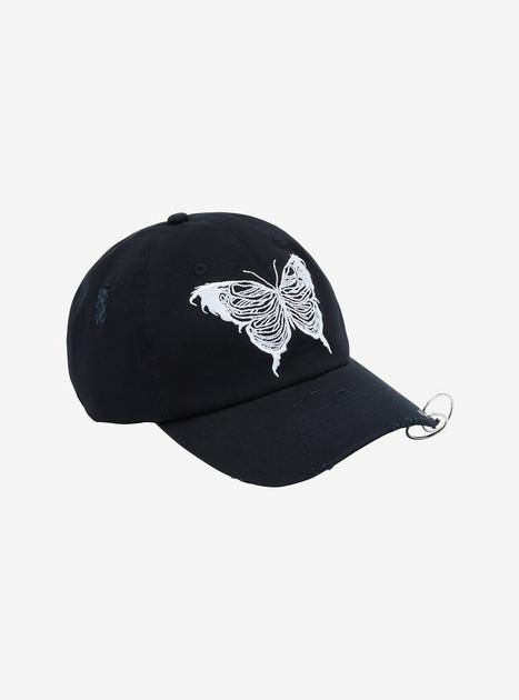 Butterfly Pierced Distressed Dad Cap | Hot Topic