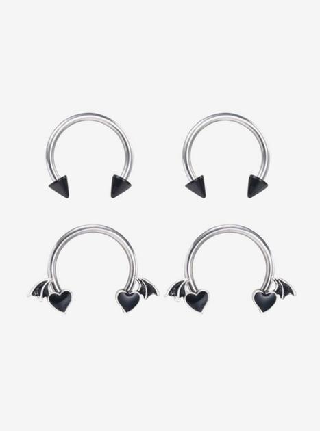 Steel Winged Heart Spike Circular Barbell 4 Pack | Hot Topic