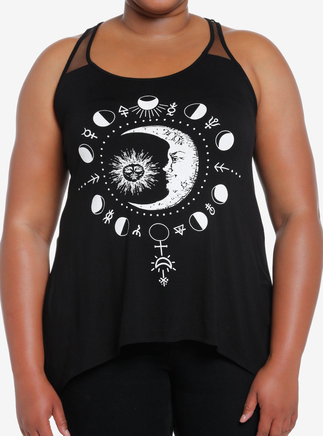 Celestial Moon Phase Shark Bite Girls Tank Top Plus Size | Hot Topic