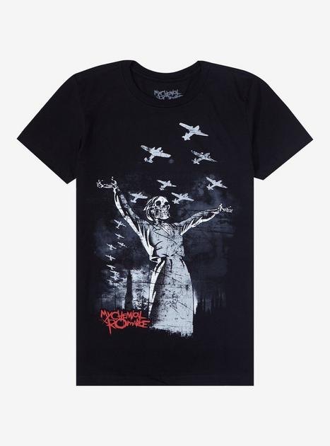 My Chemical Romance Skeleton & Airplanes Boyfriend Fit Girls T-Shirt ...