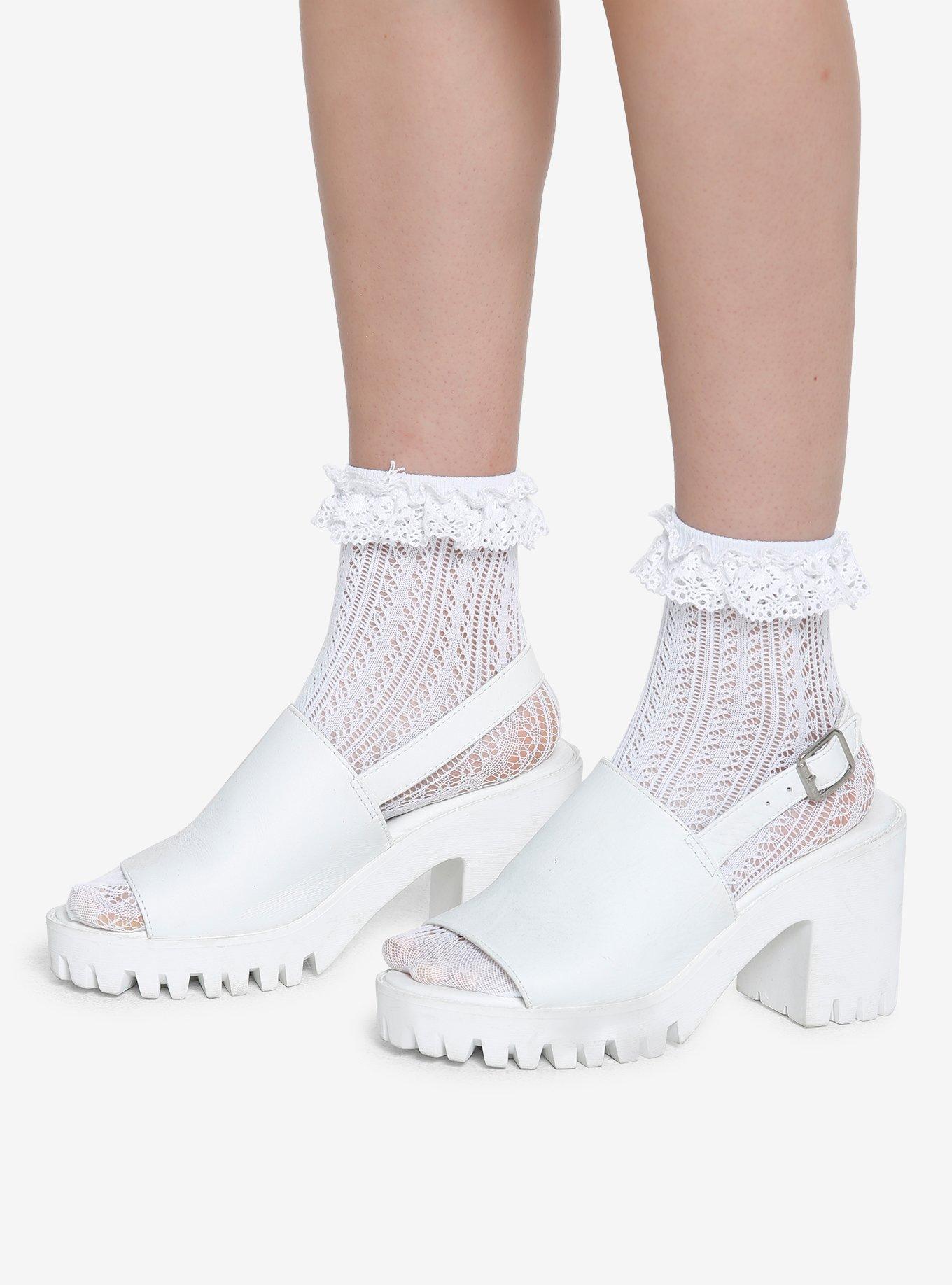 White Crochet Lace Ankle Socks Hot Topic