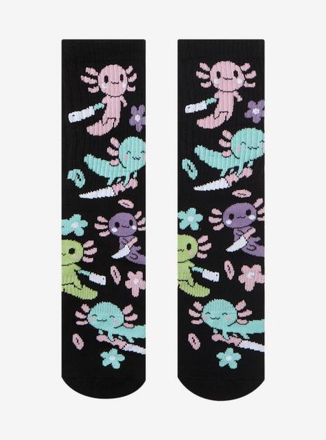 Axolotls With Knives Crew Socks | Hot Topic