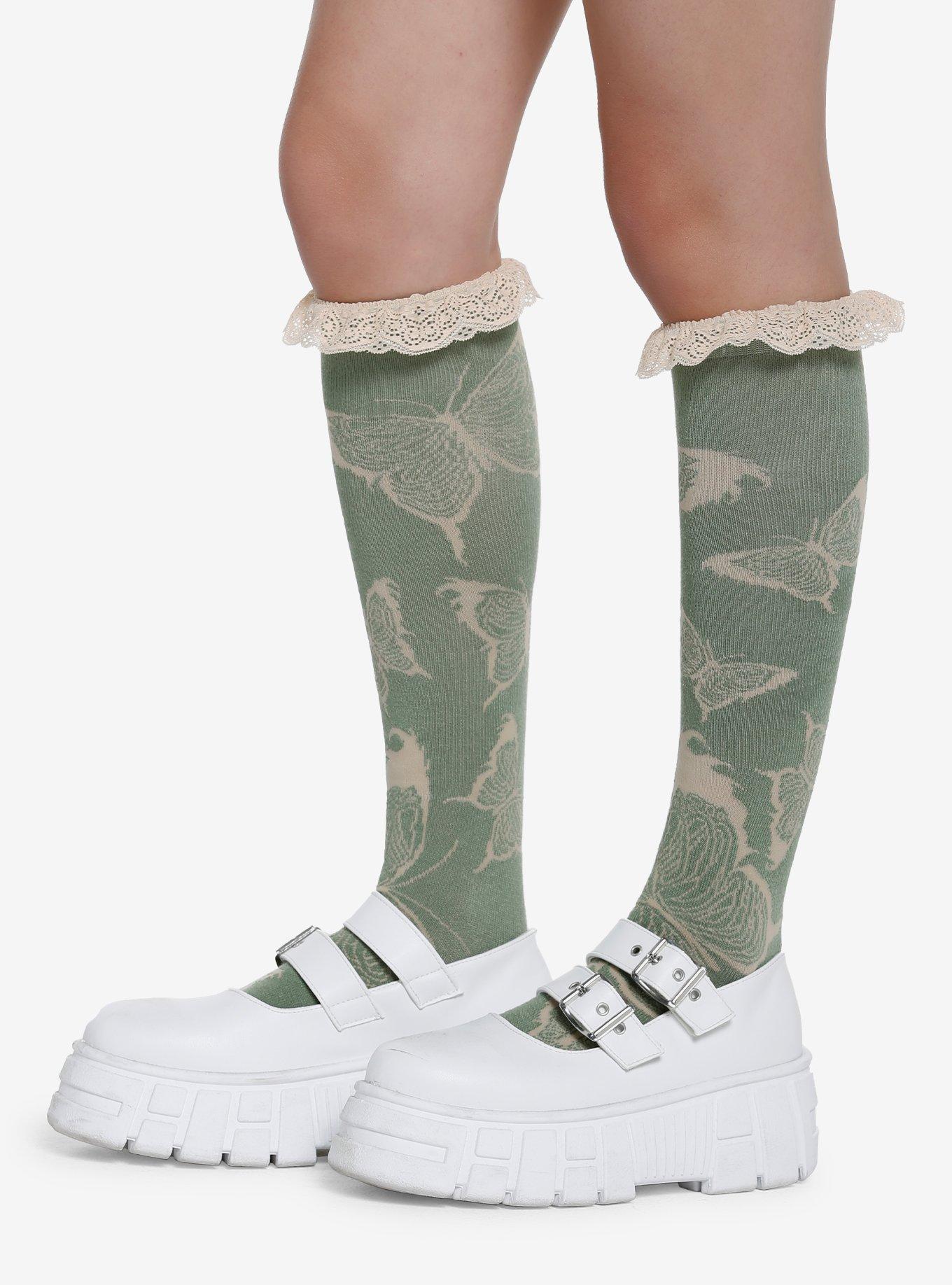 Grunge Butterfly Knee-High Socks | Hot Topic