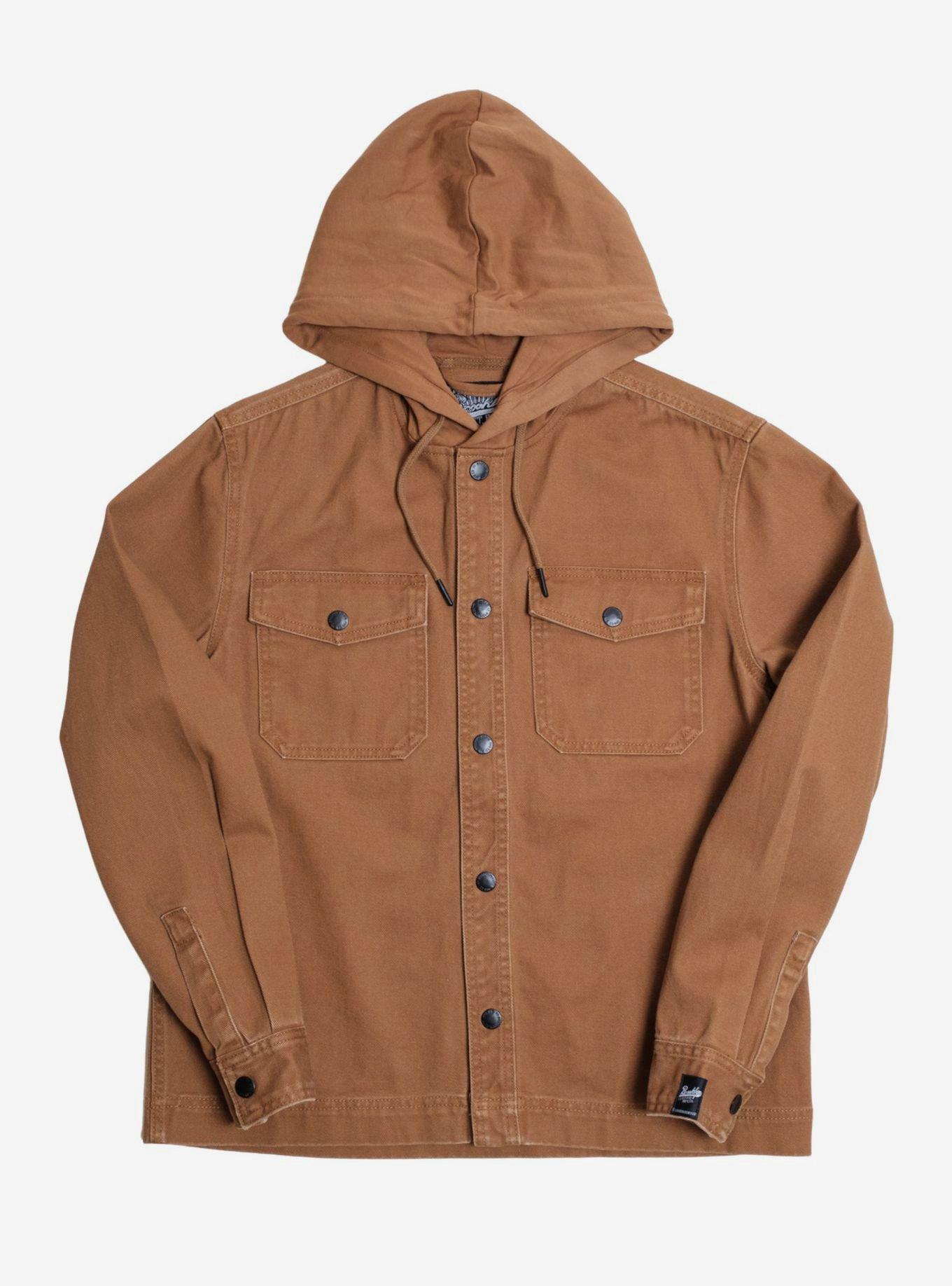 Tobacco Bull Denim Snap Front Hooded Jacket | Hot Topic