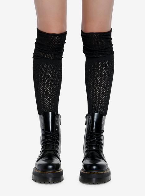 Black Knit Slouch Knee-High Socks | Hot Topic