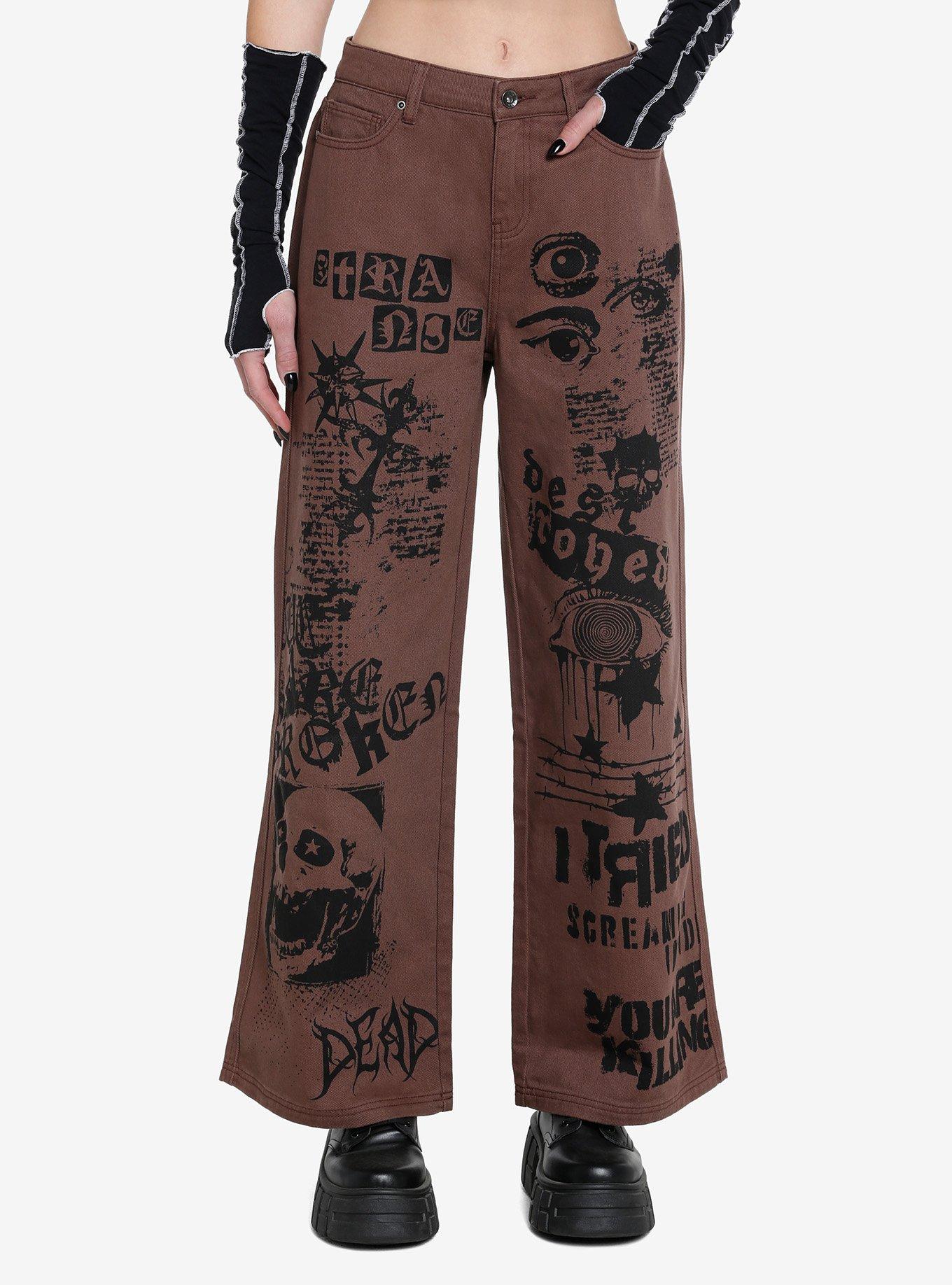 Social Collision Brown Punk Graphics Carpenter Pants Hot Topic