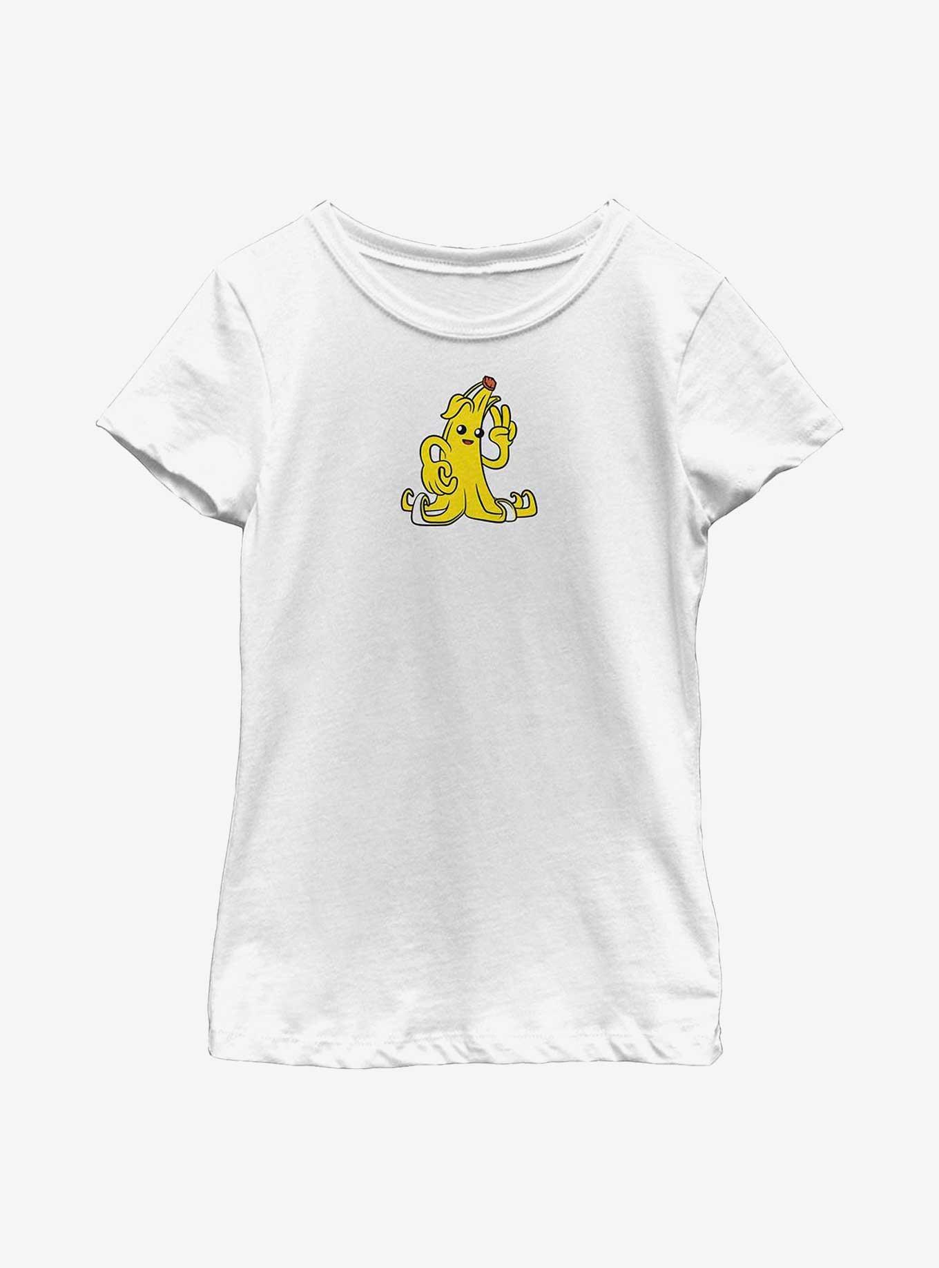 Fortnite Peely Banana Peace Youth Girls T-Shirt - WHITE | BoxLunch