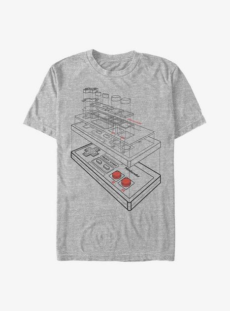 Nintendo Controller Schematic T-Shirt - GREY | Hot Topic