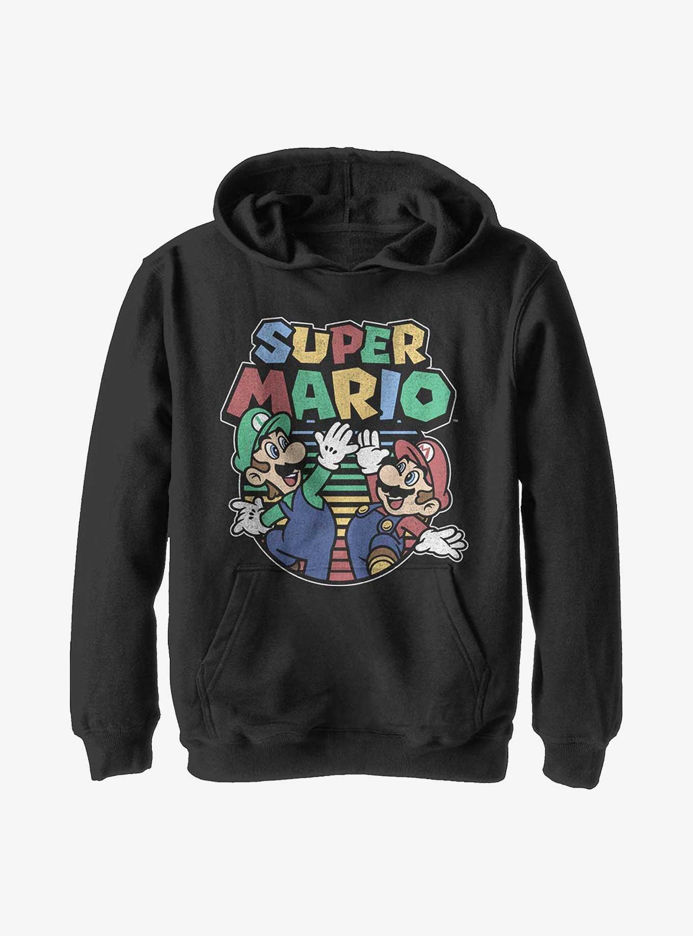 Nintendo Mario Luigi and Mario High Five Youth Hoodie - BLACK | BoxLunch