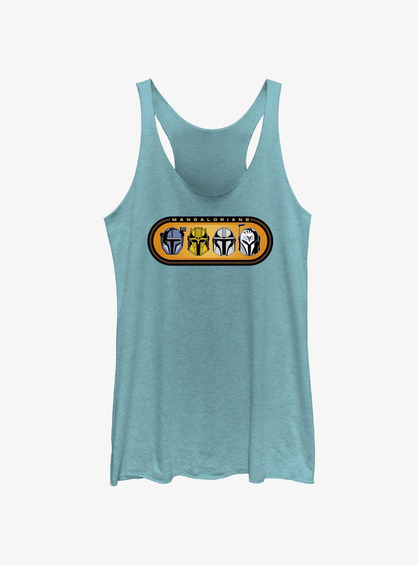 Star Wars The Mandalorian Helmets Badge Girls Tank Blue Hot Topic
