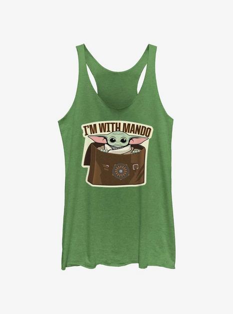 Star Wars The Mandalorian Grogu I'm With Mando Girls Tank - GREEN | Hot ...