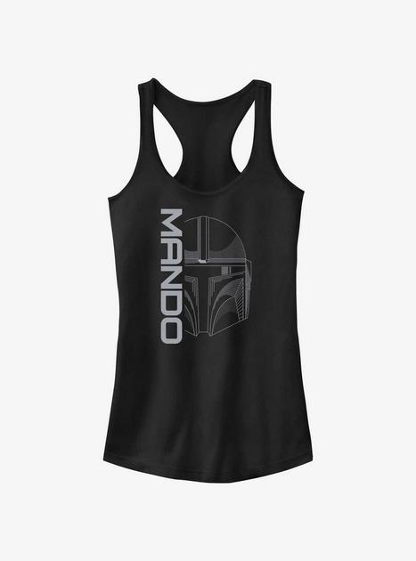 Star Wars The Mandalorian Line Art Mando Head Girls Tank - BLACK | Hot ...