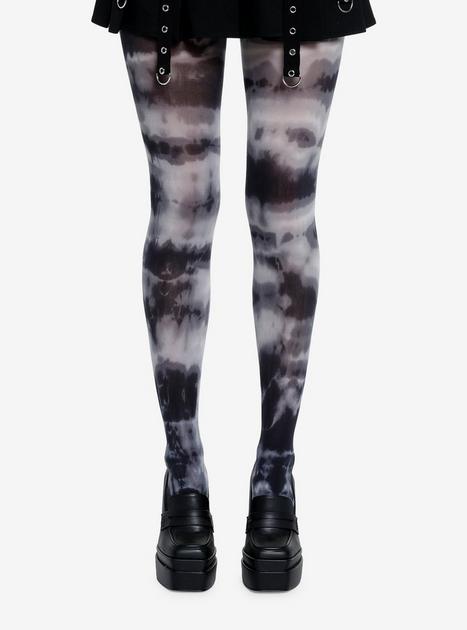 Black And Grey Tie Dye Tights Hot Topic