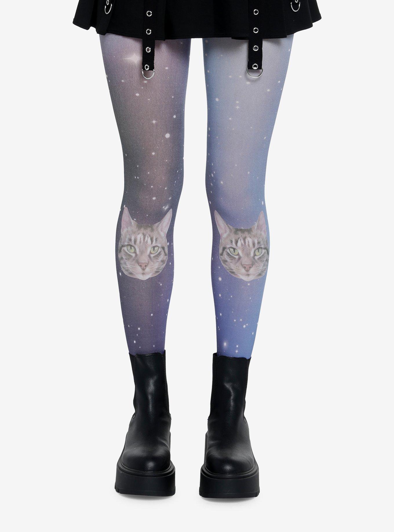 Galaxy Cat Faces Tights | Hot Topic