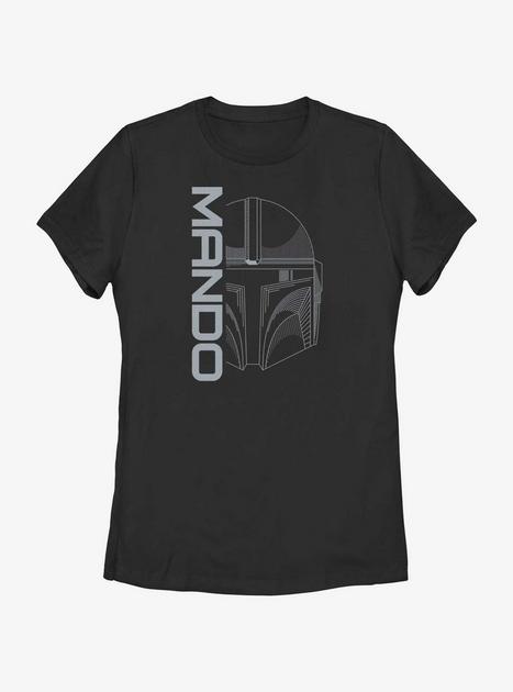 Star Wars The Mandalorian Line Art Mando Head Womens T-Shirt - BLACK ...