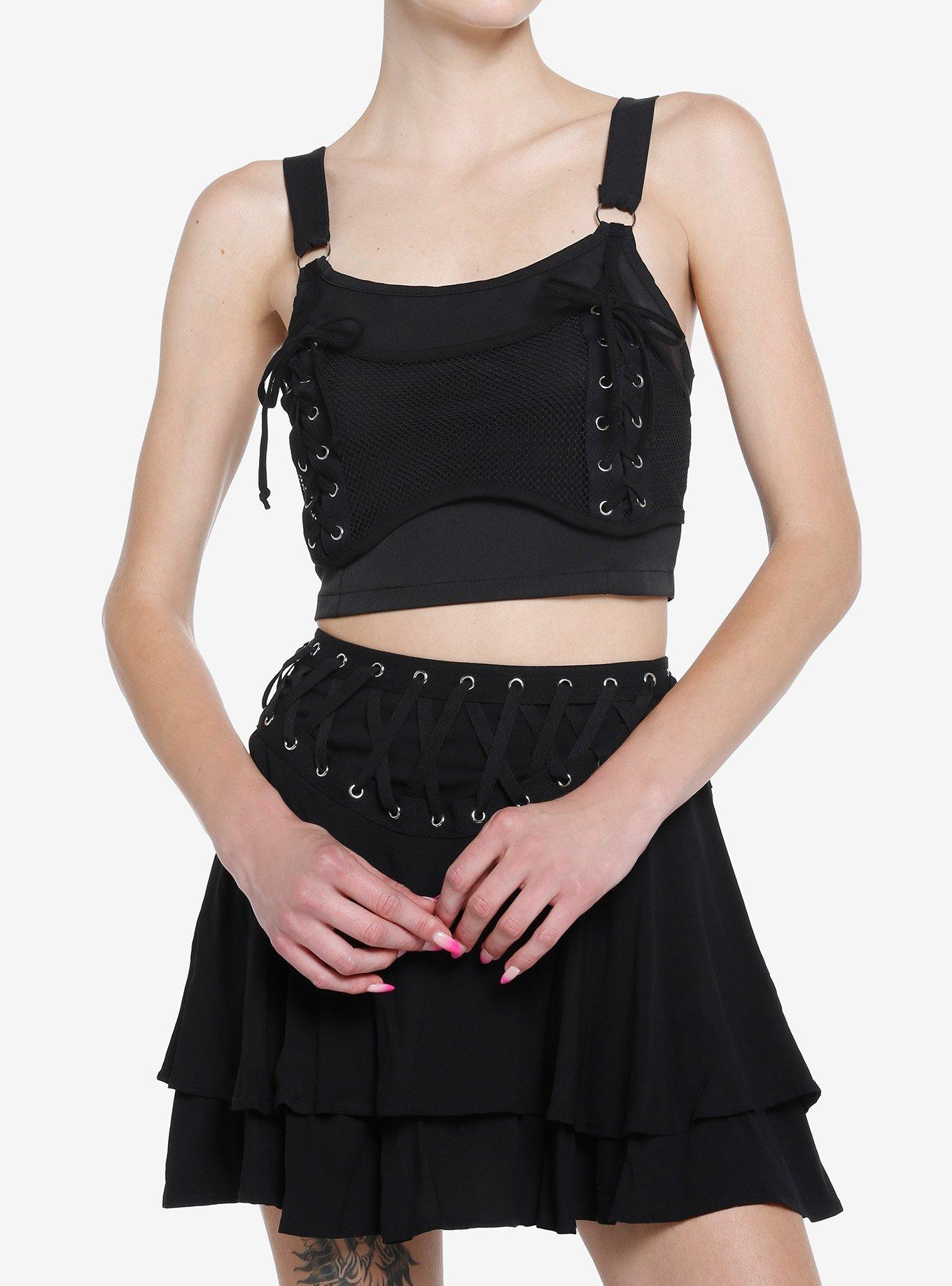 Social Collision Black Fishnet Layered Girls Tank Top | Hot Topic